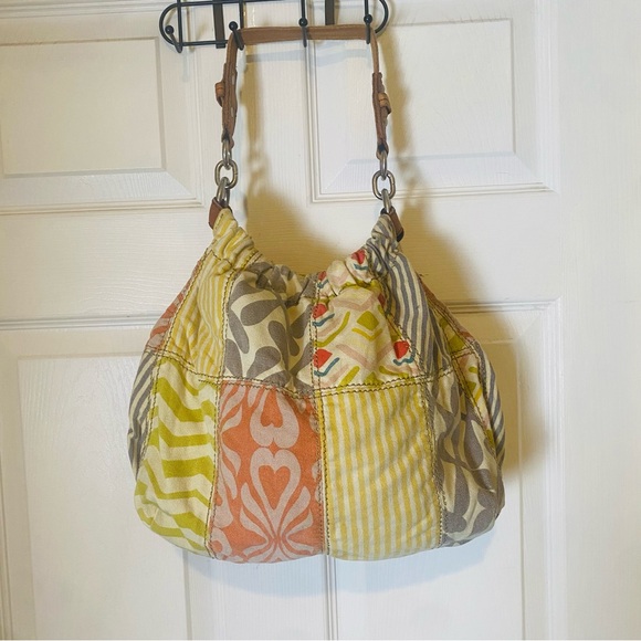 Fossil | Bags | Fossil Long Live Vintage Hobo Patchwork Canvas Multi ...